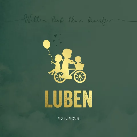 Geboortekaartje Jongen Silhouetten Groen Fiets