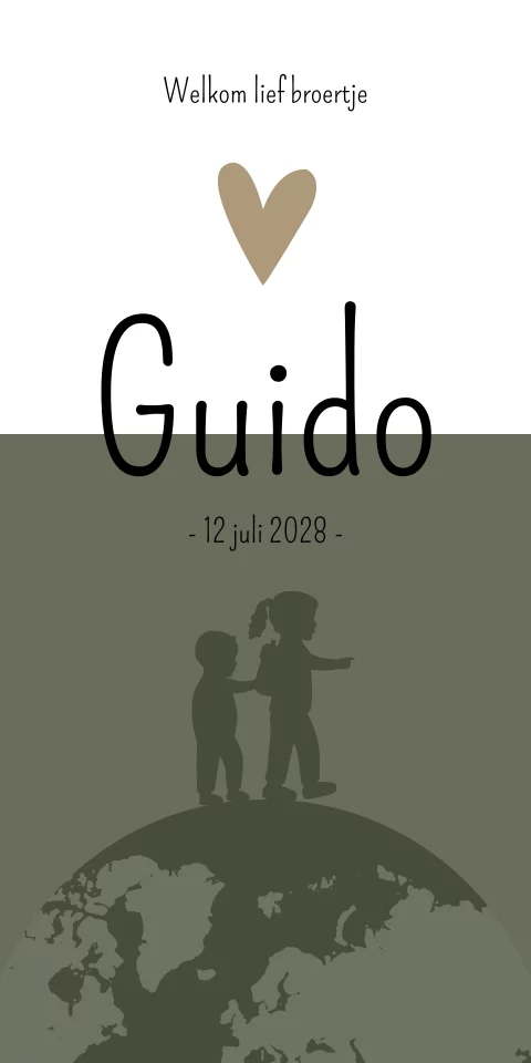 Geboortekaartje Groen Wereldbol Reizen Jongen